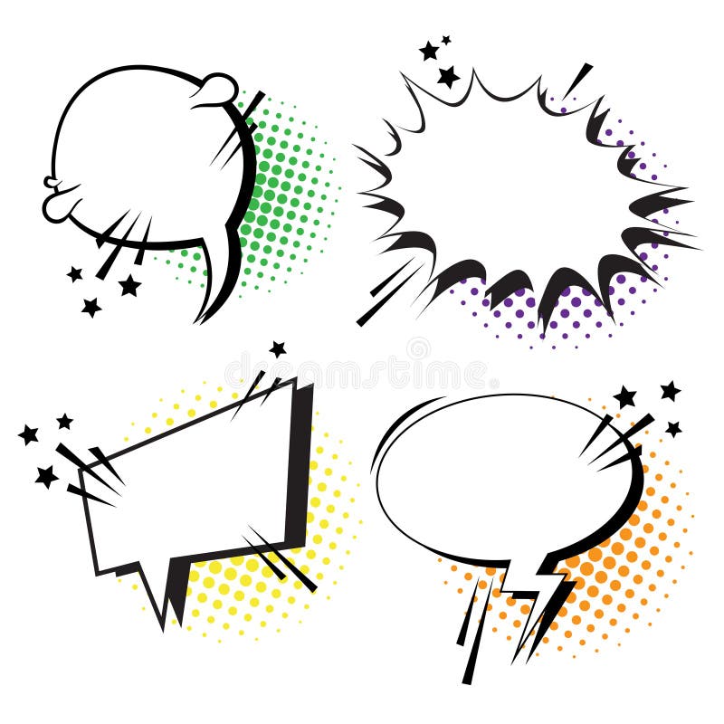 Chat Bubble Icon Set Pop Art Style Social Media Communication Stock ...
