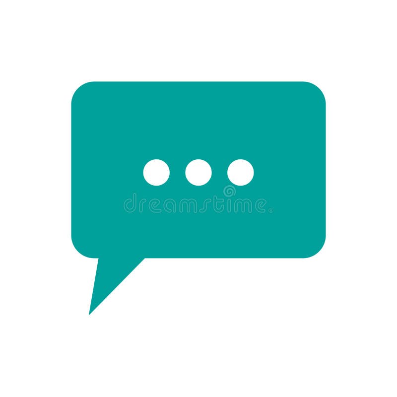 Chat Bubble Icon. Teal Speech Box. Message Dots Vector. Communication ...