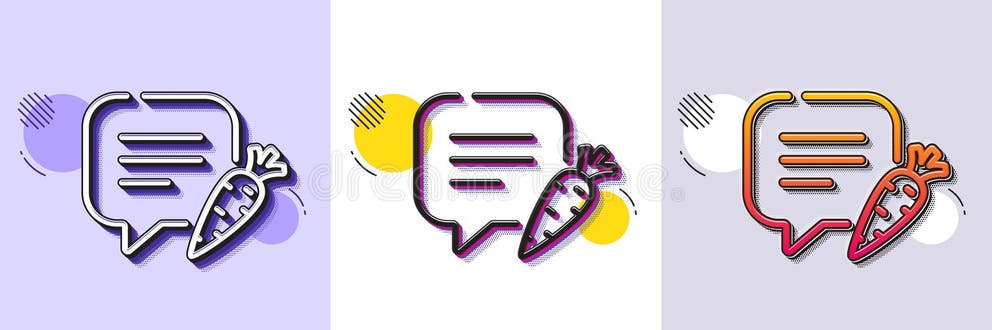 Chat Bubble Line Icon. Diet Speech Dialogue Box Sign. Halftone Dotted ...
