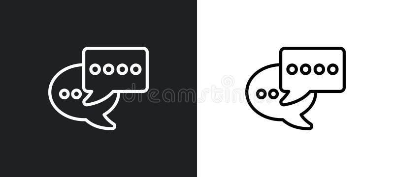 Chat Bubble Outline Icon in White and Black Colors. Chat Bubble Flat ...