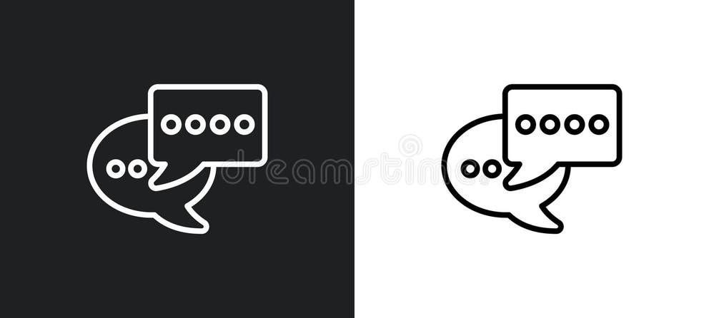 Chat Bubble Outline Icon in White and Black Colors. Chat Bubble Flat ...