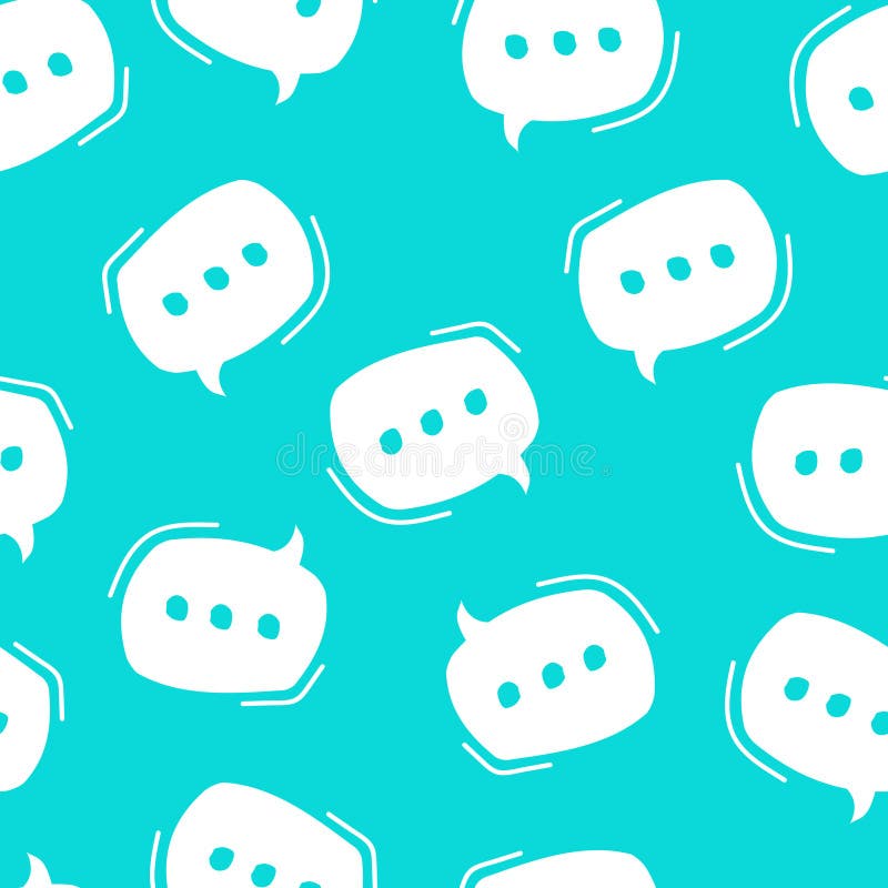 Chat Bubble Pattern. Seamless Pattern, White Speech Bubbles on Blue ...