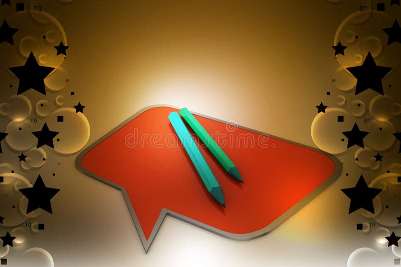 Chat bubble with pencil stock illustration. Illustration of assertive ...