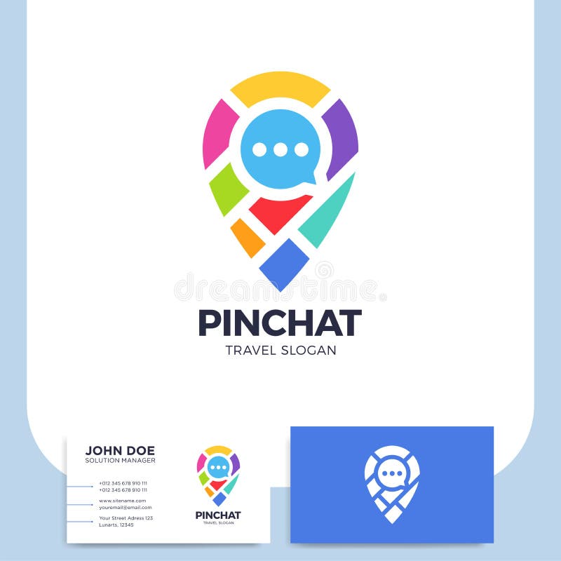 Chat Bubble Pin with Map Icon Logo. Editorial Stock Image ...