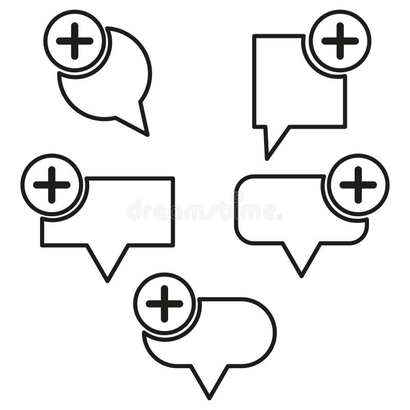 Chat Bubble with Plus Icon Set. Message Icon Collection. Add Comment ...