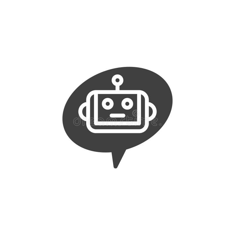 Chat Bubble with Robot Vector Icon Stock Illustration - Illustration of ...
