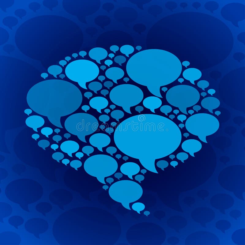 Chat Bubble Symbol on Blue Background Stock Vector - Illustration of ...