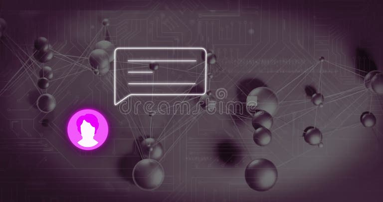 Chat Bubble and User Icon Image Over Digital Network Background with ...