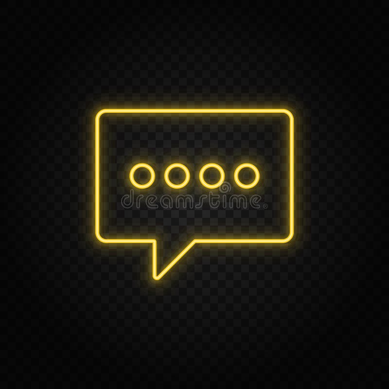 Chat, Chat Bubble Yellow Neon Icon .Transparent Background Stock Vector ...