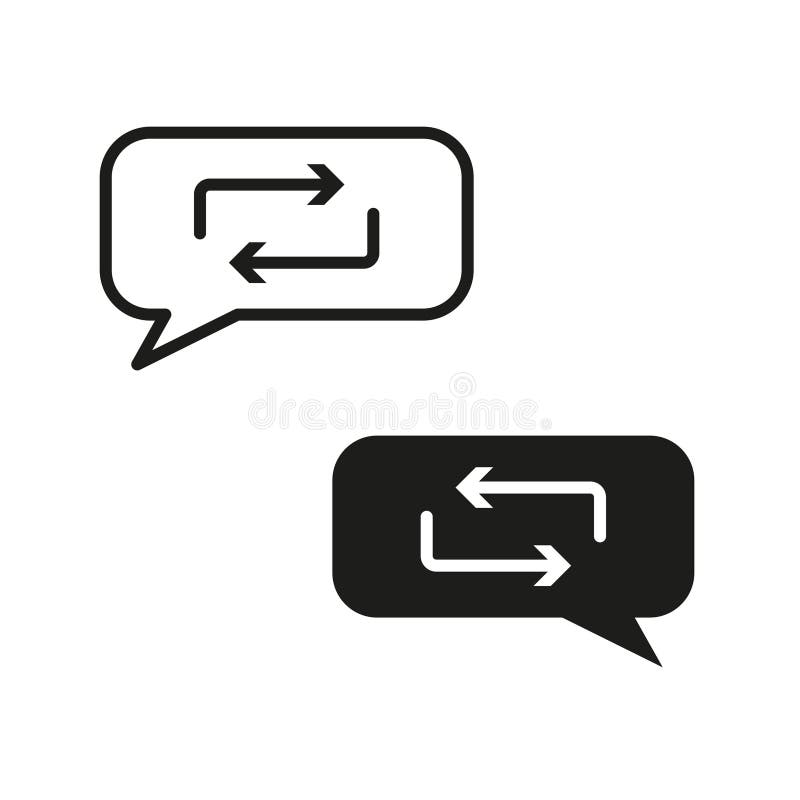 Chat Bubbles with Arrows. Black and White Illustration. Communication ...