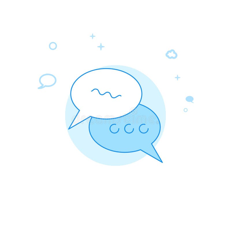 Chat Bubbles Flat Vector Illustration, Icon. Light Blue Monochrome ...