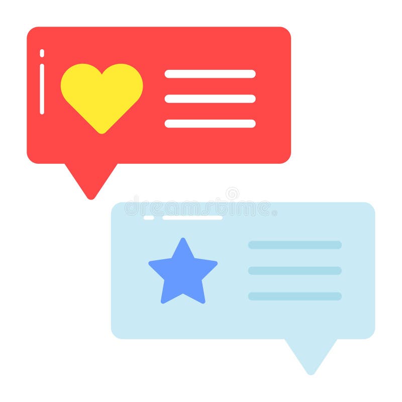 Chat Bubbles Having Star and Heart Concept of Feedback Vector Stock ...