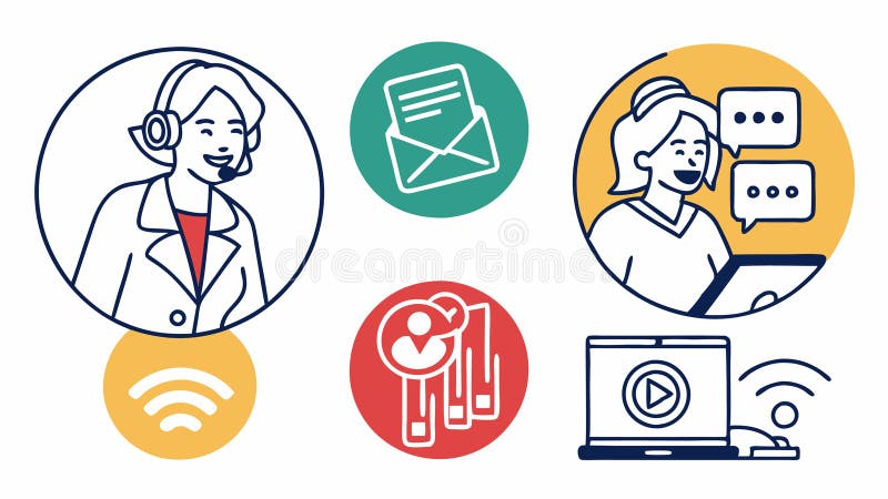 Chat Bubbles and Headset Icons Depicting Communication Customer Service ...