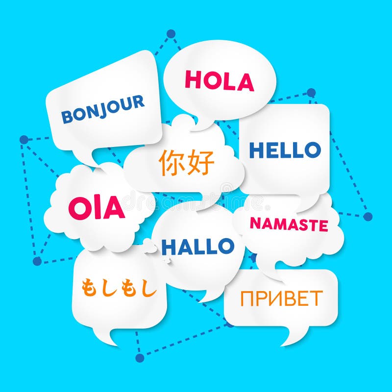 Hello Chat Bubble Translation in Foreign Languages Stock Vector ...