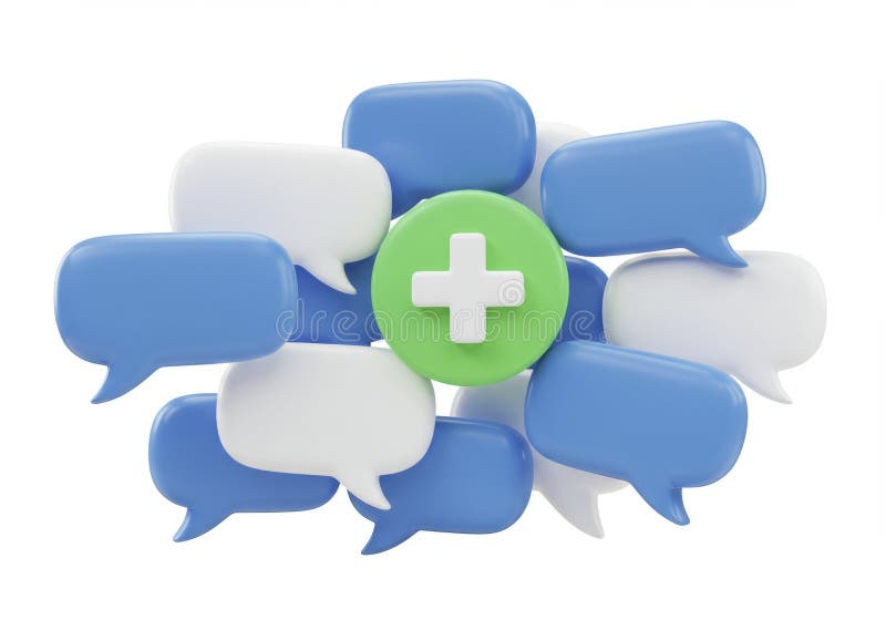 Chat Bubbles with Plus Sign, Adding More Conversations Stock ...