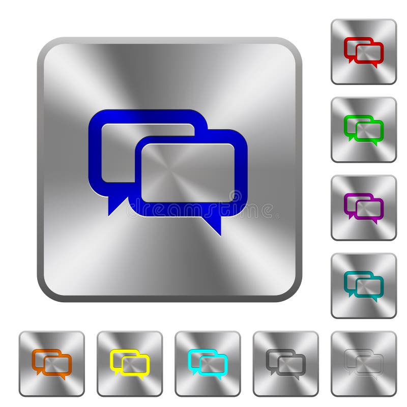 Chat Bubbles Rounded Square Steel Buttons Stock Vector - Illustration ...
