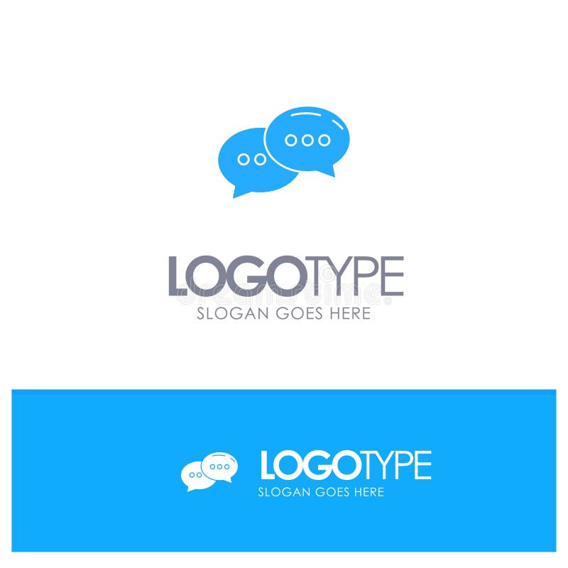 Chat, Chatting, Conversation, Dialogue Blue Solid Logo with Place for ...