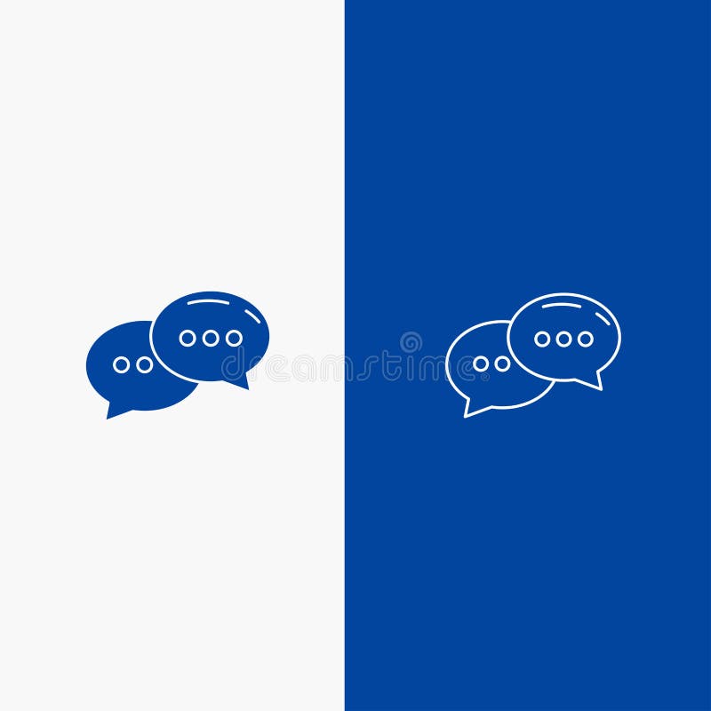 Chat, Chatting, Conversation, Dialogue Line and Glyph Solid Icon Blue ...