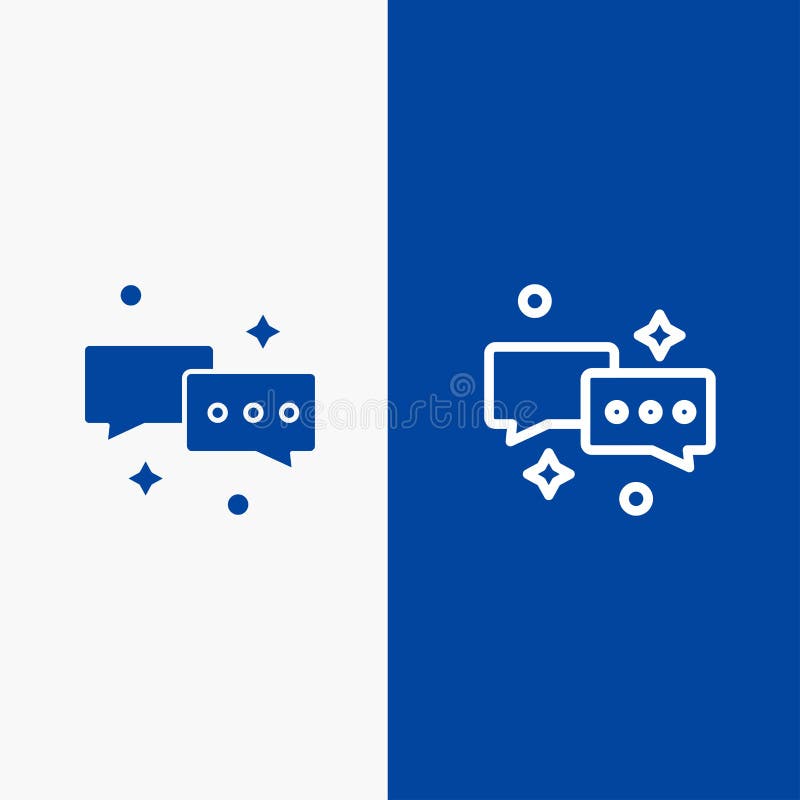 Chat, Chatting, Mail, Email Line and Glyph Solid Icon Blue Banner Line ...