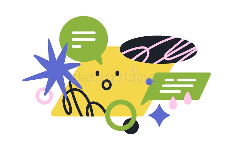 Chat, Communication Concept. Abstract Face, Geometric Shapes, Creative ...