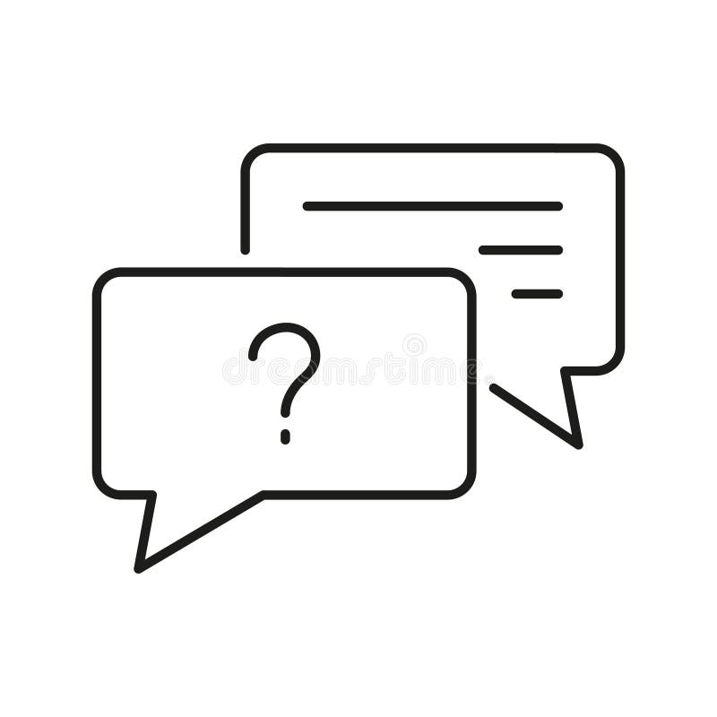 Chat Communication Line Icon with Question and Message in Speech Bubble ...