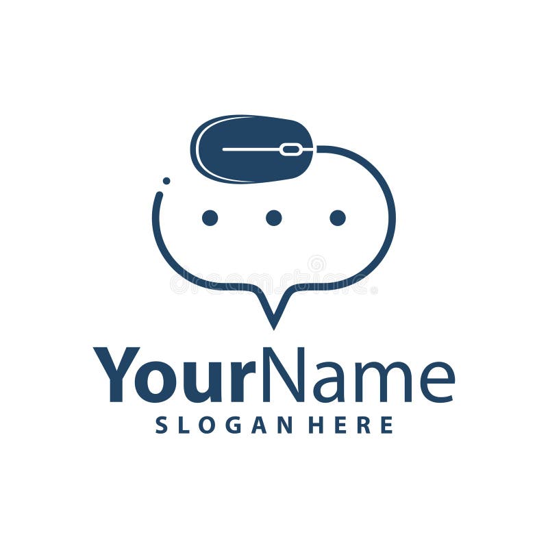 Chat Computer Mouse Logo Design Vector Illustration. Mouse Logo Concept ...
