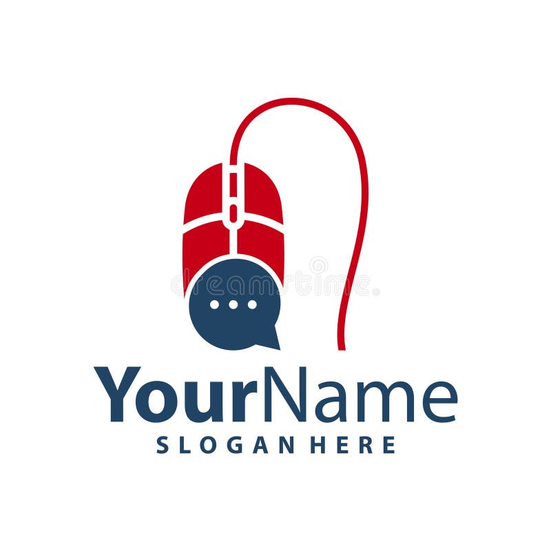 Chat Computer Mouse Logo Design Vector Illustration. Mouse Logo Concept ...