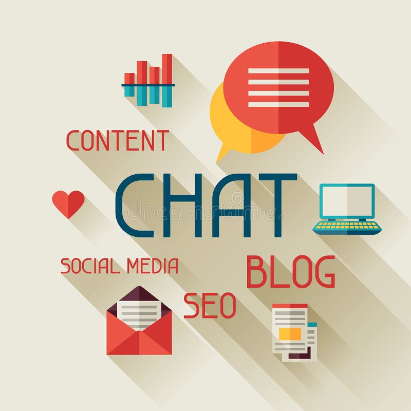 Chat Concept Illustration in Flat Design Style Stock Vector ...