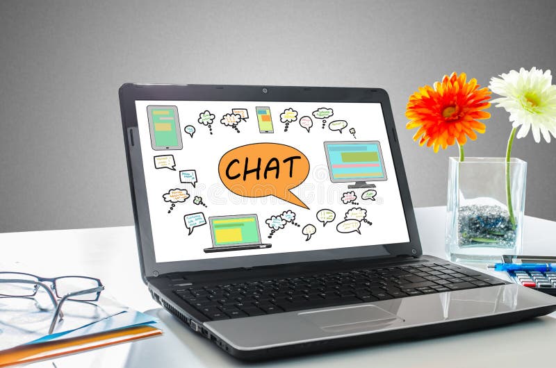 Chat Concept on a Laptop Screen Stock Image - Image of mobile, concept ...