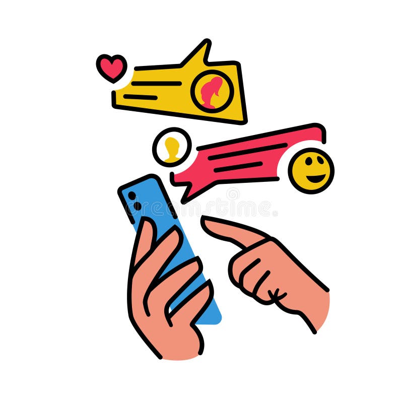 Chat Concept. Man Hold in Hand Smartphone. Text Bubble Stock Vector ...