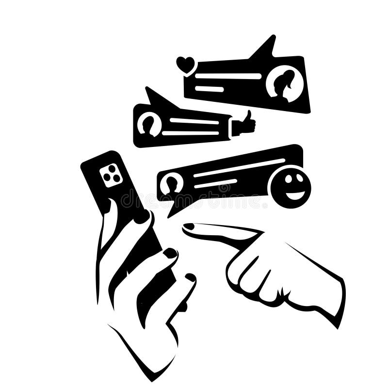 Chat Concept. Man Hold in Hand Smartphone. Text Bubble Stock Vector ...