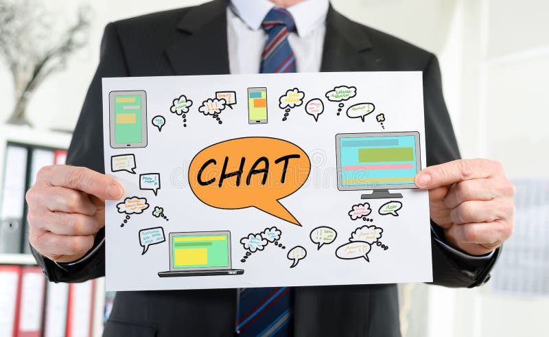 Chat Concept Shown by a Businessman Stock Image - Image of internet ...