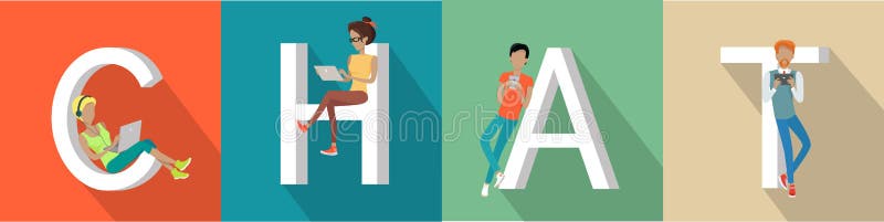 Chat Conceptual Flat Style Vector Web Banner Stock Vector ...