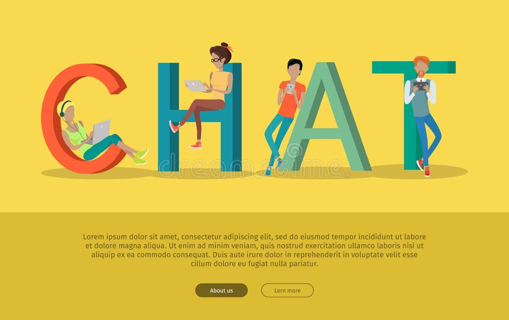 Chat Conceptual Flat Style Vector Web Banner Stock Vector ...