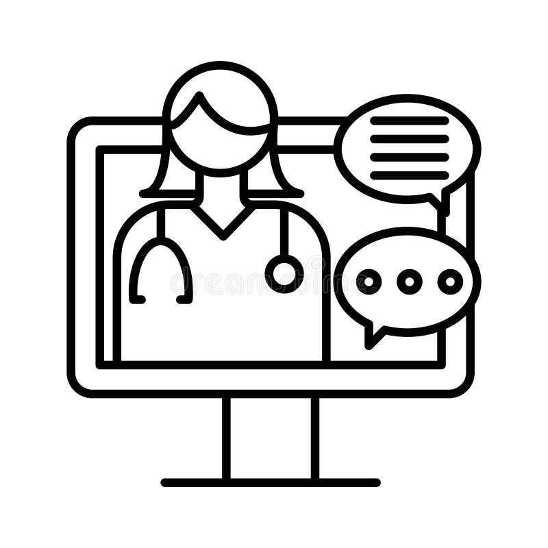 Chat Consultation Linear Logo Mark in Black and White Stock Vector ...