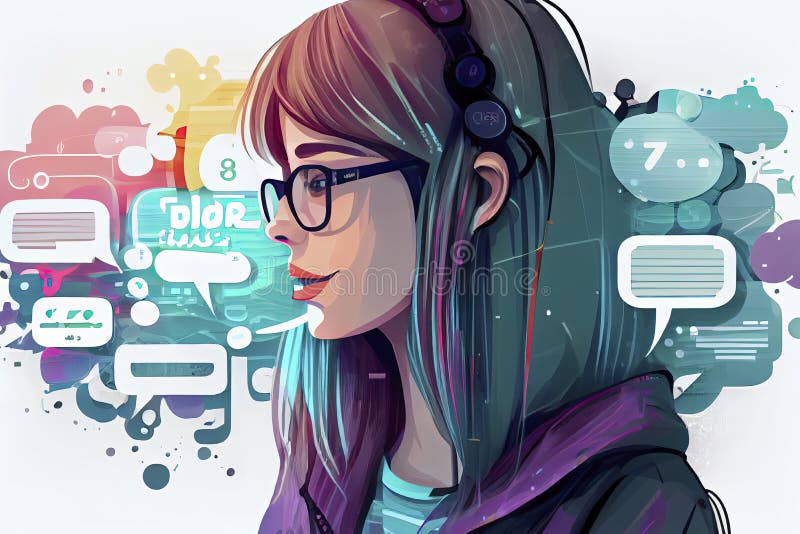 Chat Conversation of a Girl with AI or Artificial Intelligence Using ...