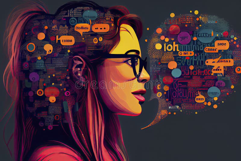 Chat Conversation of a Girl with AI or Artificial Intelligence Using ...