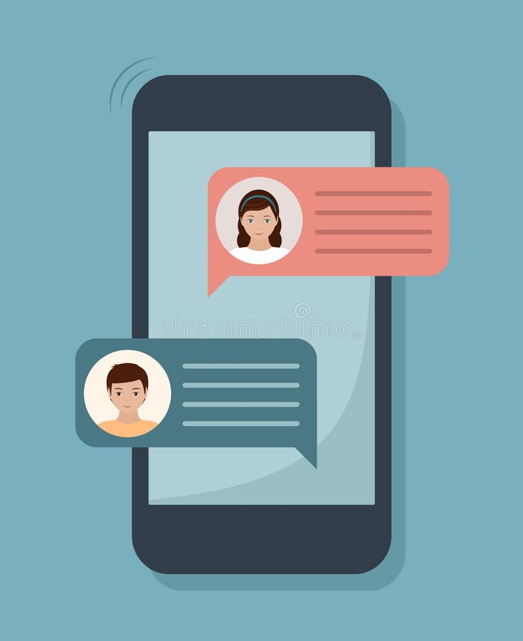 Chat Conversation on Smartphone Screen. Man and Woman Dialogue Stock ...