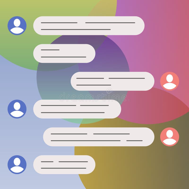 Chat Dialog Boxes. Speech Bubble on Colored Gradient Circles Stock ...