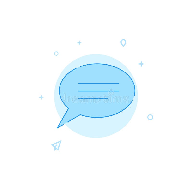 Chat, Dialogue Flat Vector Icon. Filled Line Style. Blue Monochrome ...