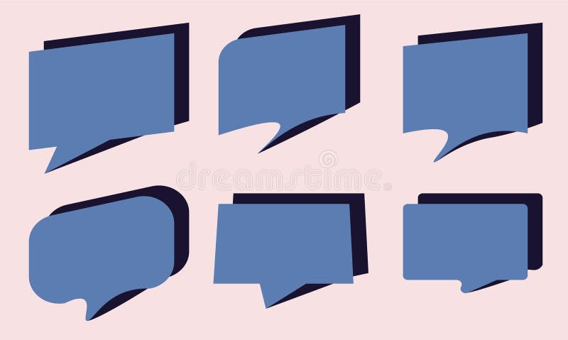 Chat Dialogue Speech Bubble Speak Baloon Comic Blue Chat Box Symbol Set ...