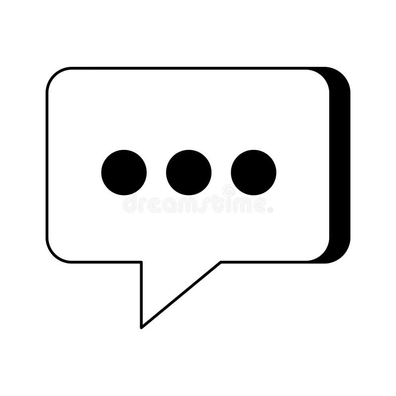 Chat Digital Speech Bubble Cartoon in Black and White Stock Vector ...