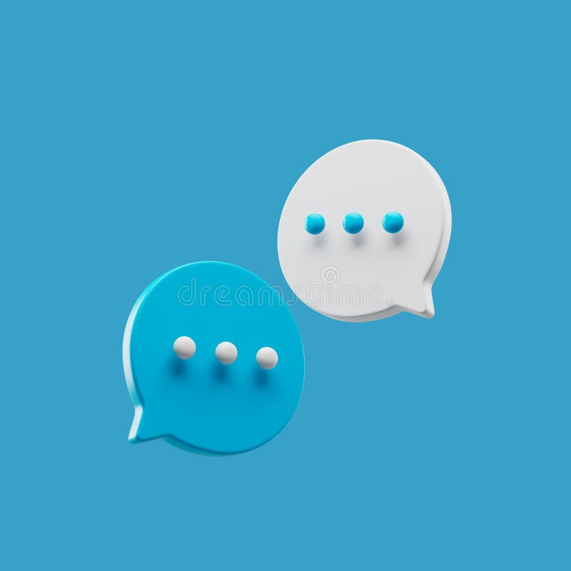 Chat Discussion Icons Simple 3d Render Illustration Isolated on Blue ...