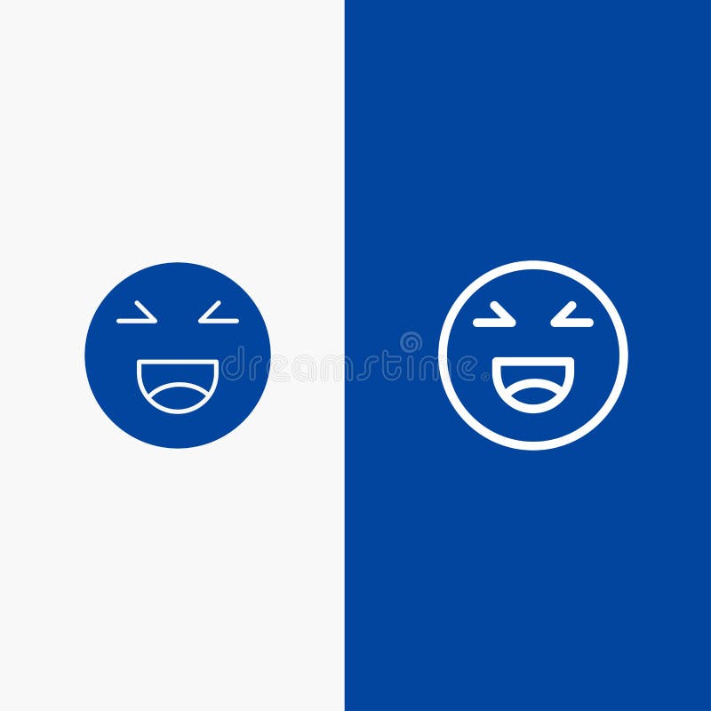 Chat, Emojis, Smile, Happy Line and Glyph Solid Icon Blue Banner Line ...