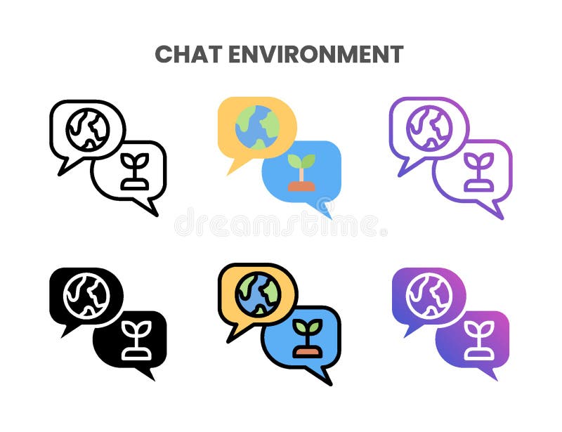 Chat Environment Icons Set with Different Styles. Stock Vector ...