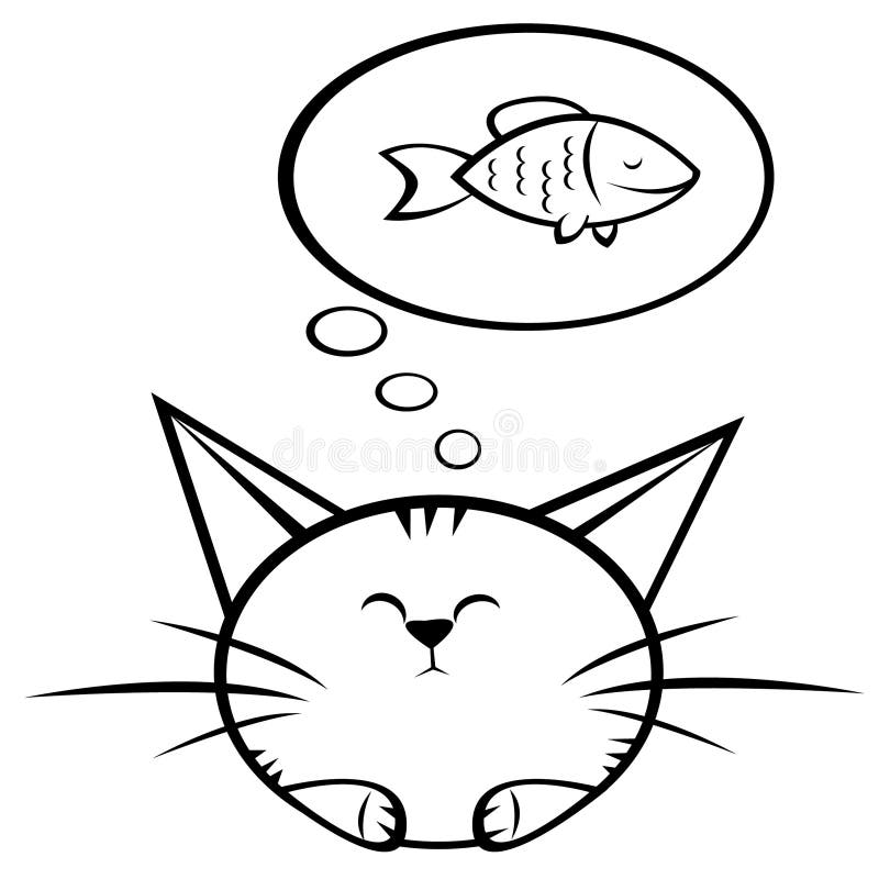 Chat et poissons illustration de vecteur. Illustration du fourrure ...