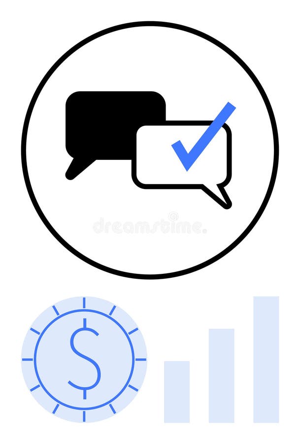 Chat and Financial Growth with Tick Mark and Bar Graph Elements Stock ...