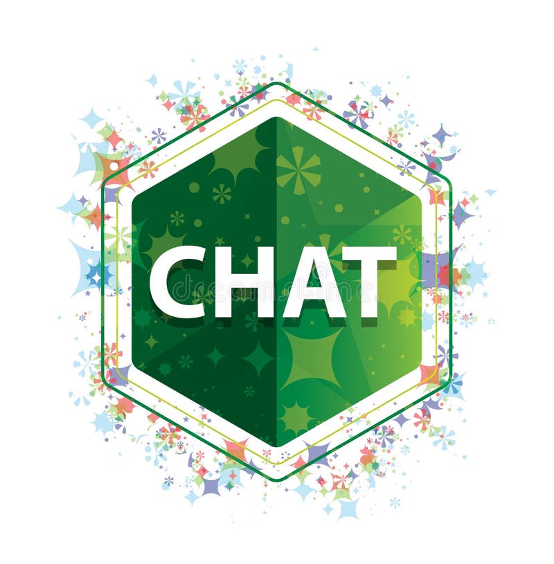 Chat Floral Plants Pattern Green Hexagon Button Stock Illustration ...