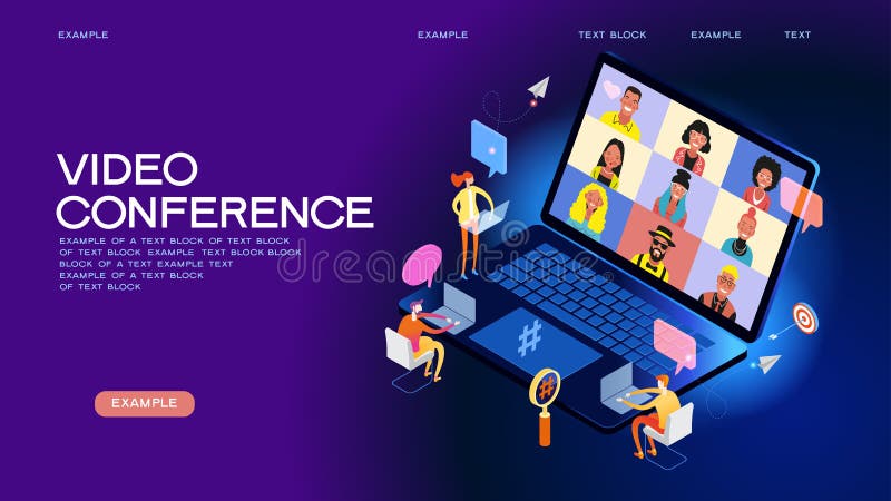 Chat with Friends Online. Collective Virtual Meeting Stock Vector ...