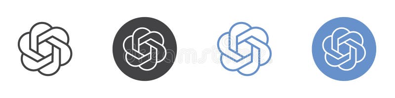 Chat Gpt Icon Flat Set in Black and White Color Stock Vector ...